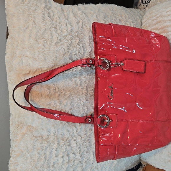 Coach | Bags | Coach Coral Patent Leather Tote Bag | Poshmark